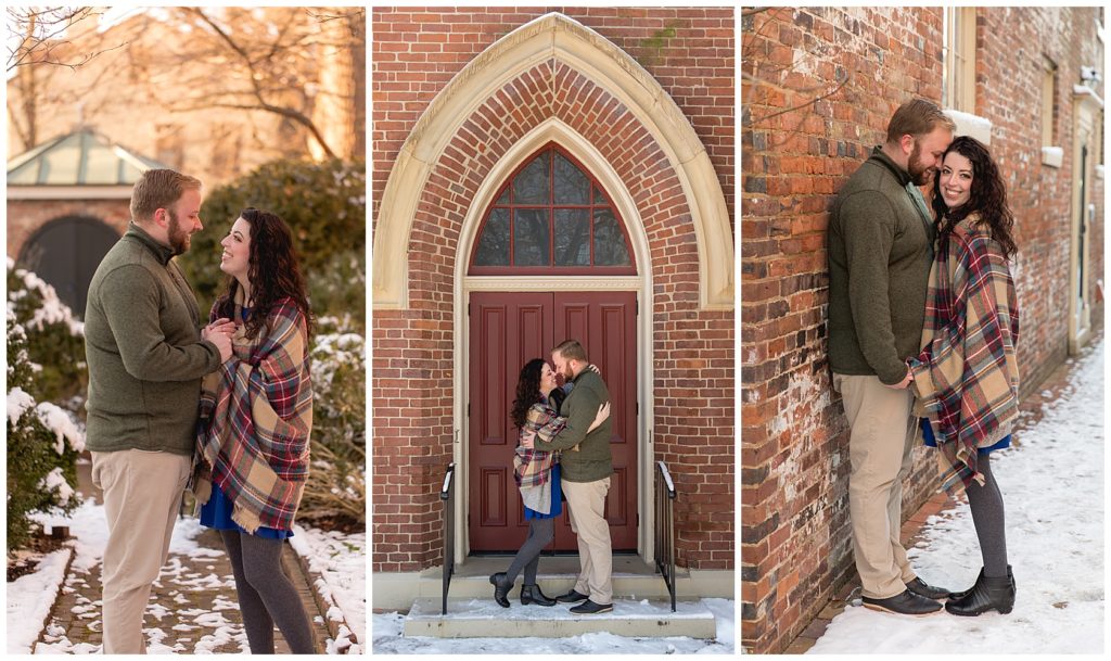 Snowy Engagement Photos in Downtown Lexington, KY at Gratz Park